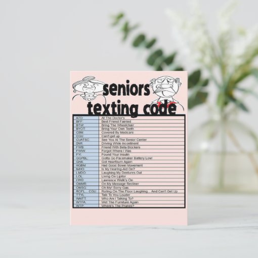 Senior Texting Code Postcard | Zazzle