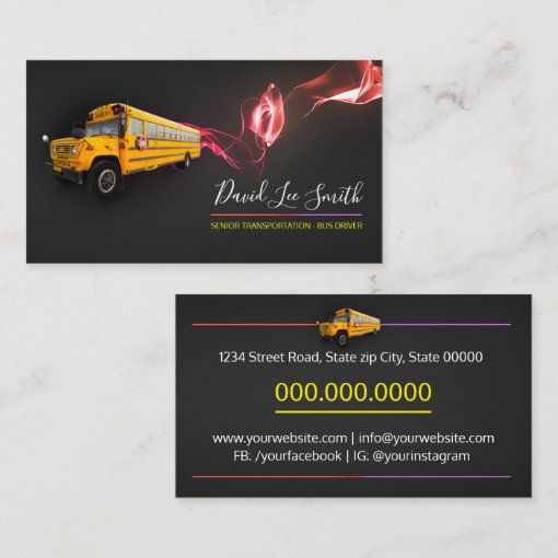 Senior Transportation / Bus driver Business Card | Zazzle