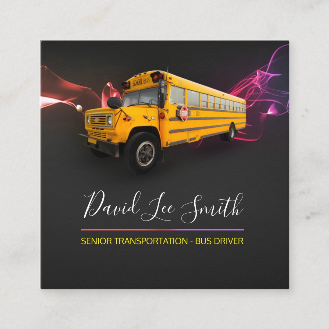 Senior Transportation / Bus driver Square Business Card | Zazzle