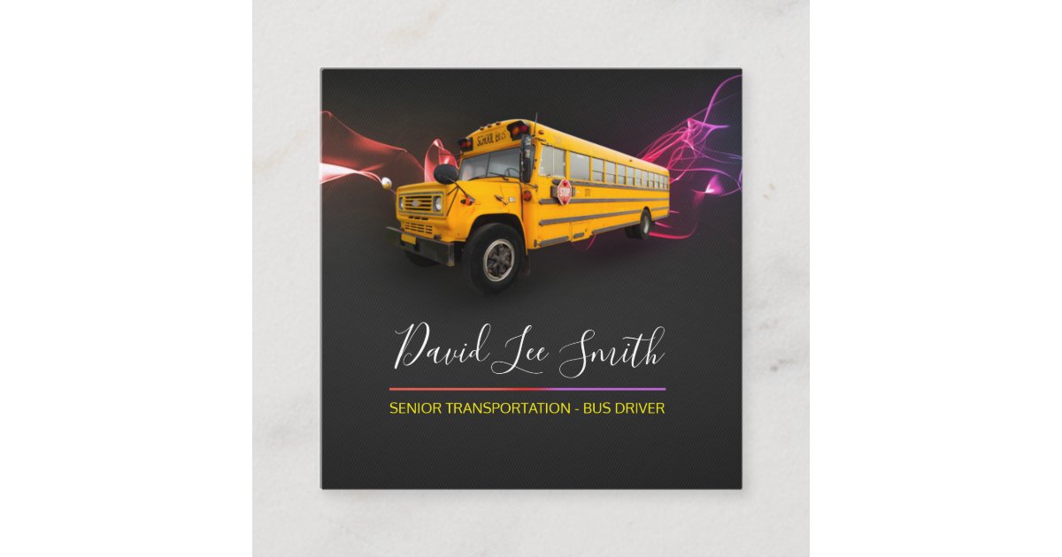 Senior Transportation / Bus driver Square Business Card | Zazzle