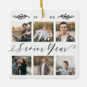 Senior Year Elegant Script 6 Photo Grid Collage Ceramic Ornament | Zazzle