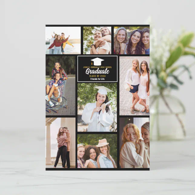 Senior Year Friends Photo Collage Graduation Card | Zazzle