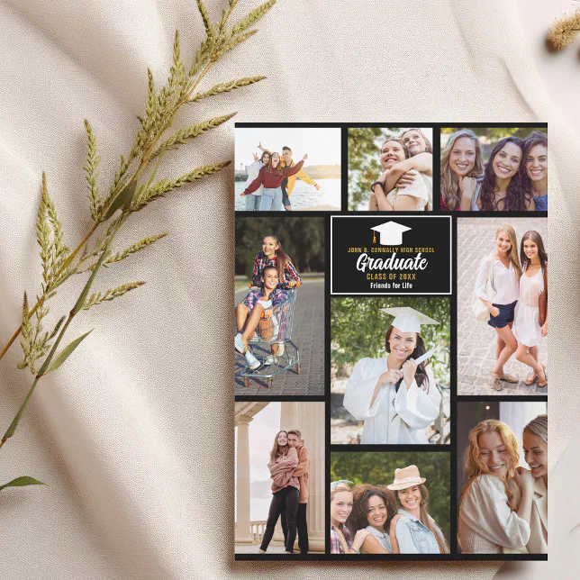 Senior Year Friends Photo Collage Graduation Card | Zazzle
