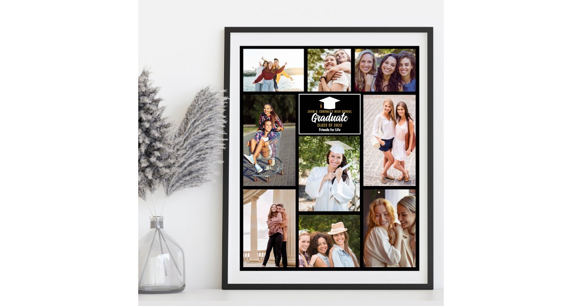 Senior Year Friends Photo Collage Graduation Poster | Zazzle