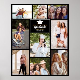 Senior Year Friends Photo Collage Graduation Poster | Zazzle