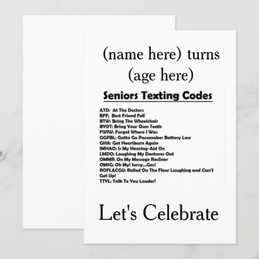 **SENIOR'S BIRTHDAY PARTY** INVITE (ADD AGE/AGE) | Zazzle