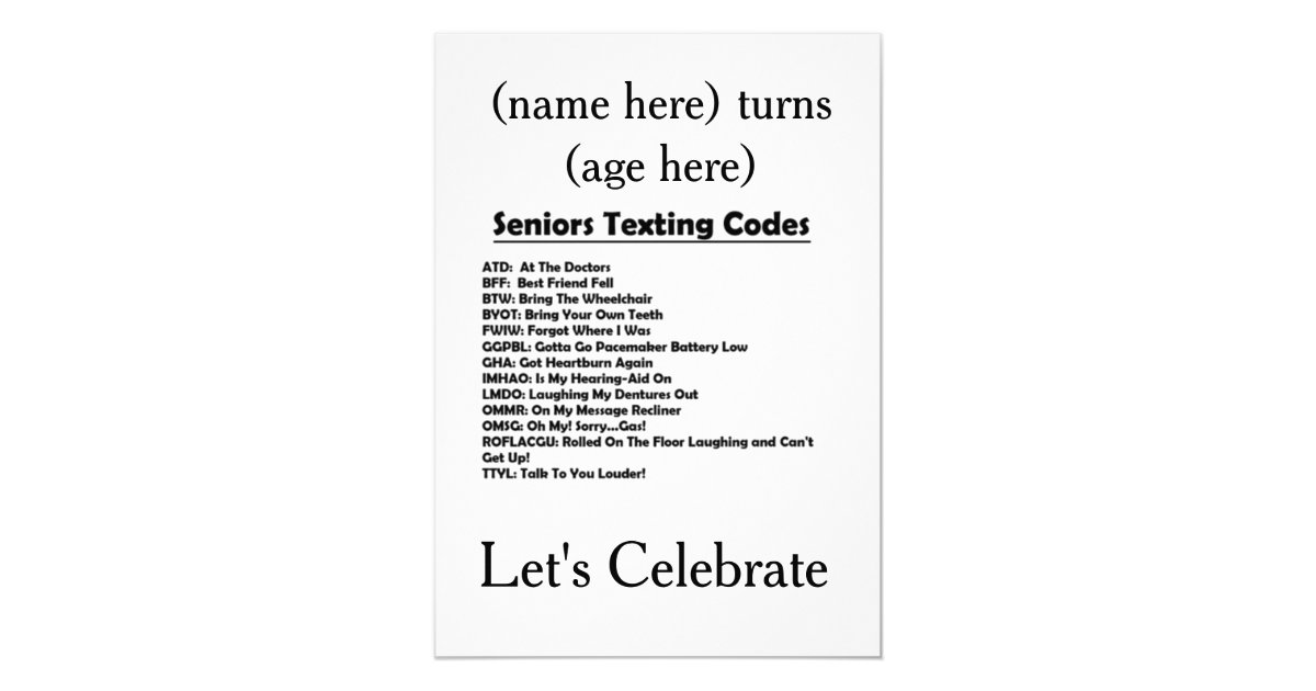 **SENIOR'S BIRTHDAY PARTY** INVITE (ADD AGE/AGE) | Zazzle.com