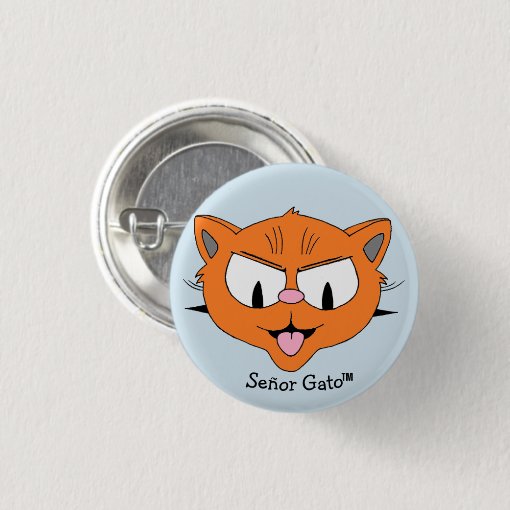 Señor Gato Rebellious Cartoon Cat Button | Zazzle