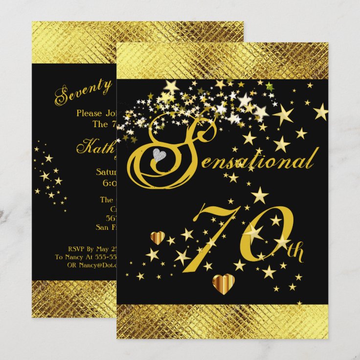 Sensational 70th Birthday Party Invitation | Zazzle