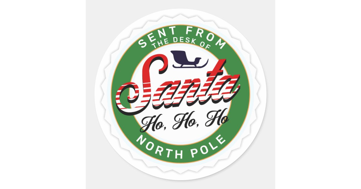 Sent from the Desk of Santa Stamp Classic Round Sticker | Zazzle