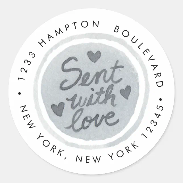 Sent with Love Return Address Classic Round Sticker | Zazzle