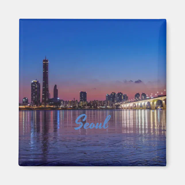 Seoul Capital of South Korea City Skyline Magnet | Zazzle