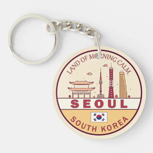 Seoul South Korea City Skyline Emblem Keychain | Zazzle