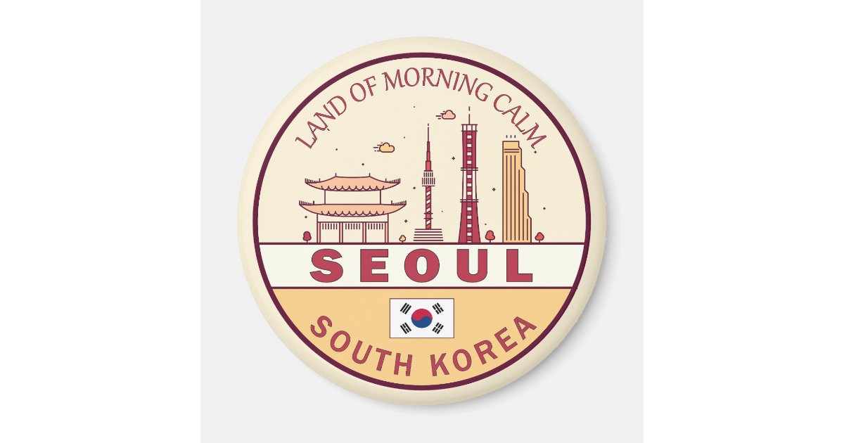 Seoul South Korea City Skyline Emblem Magnet | Zazzle