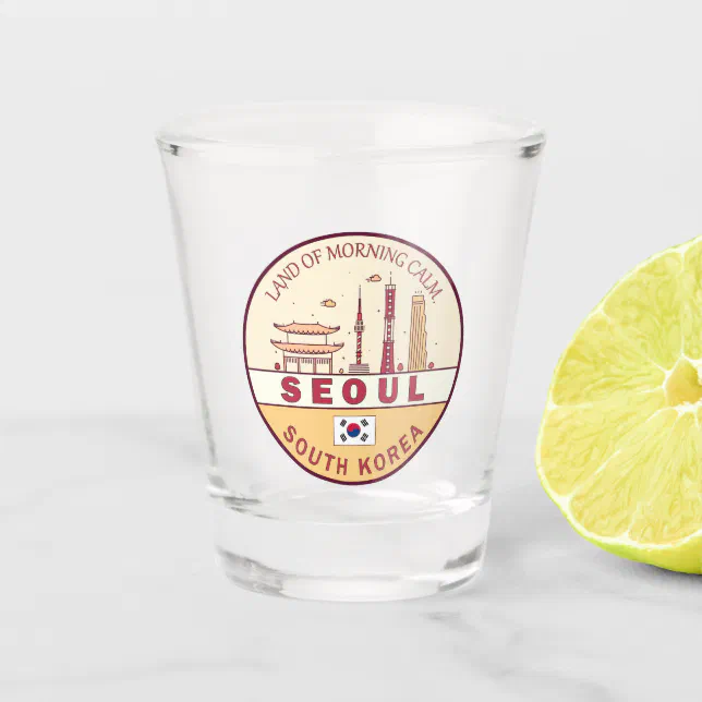 Seoul South Korea City Skyline Emblem Shot Glass | Zazzle