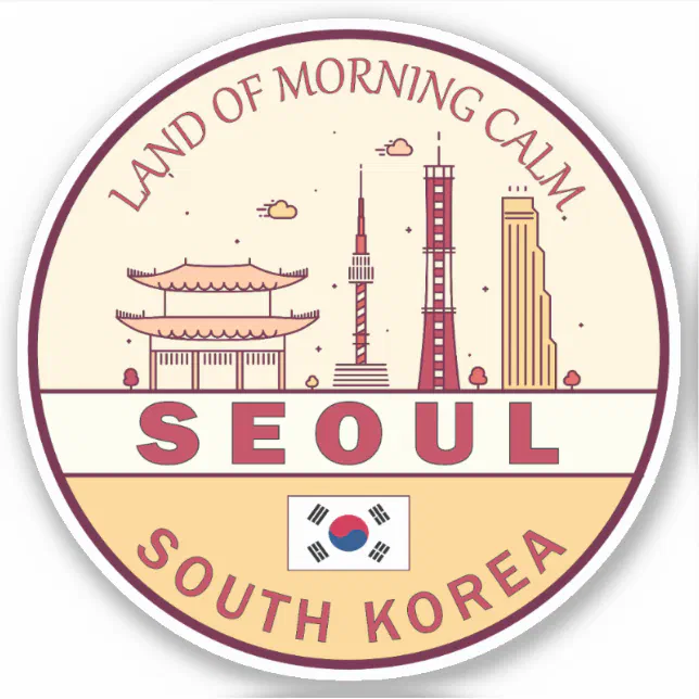 Seoul South Korea City Skyline Emblem Sticker | Zazzle