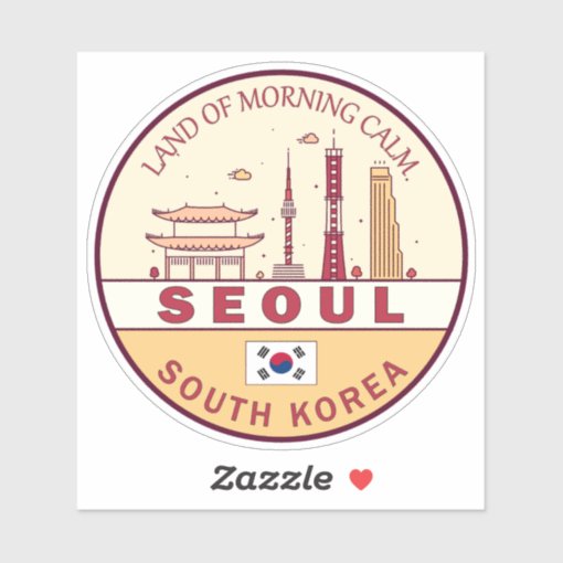 Seoul South Korea City Skyline Emblem Sticker | Zazzle