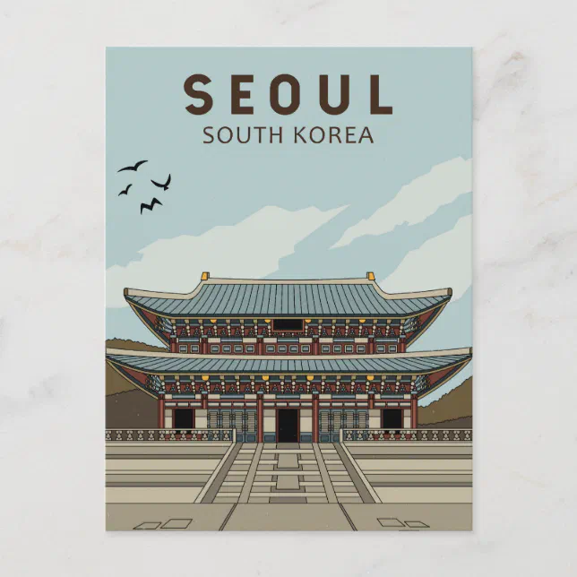 Seoul South Korea Travel Art Vintage Postcard | Zazzle