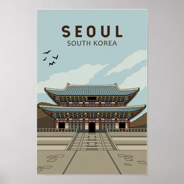 Seoul South Korea Travel Art Vintage Poster | Zazzle