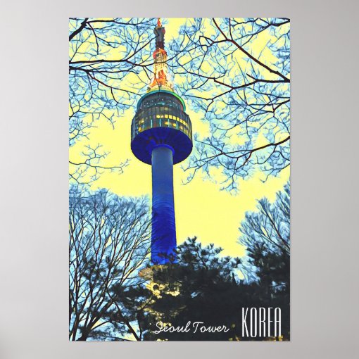 Seoul Tower Korea travel photography Poster | Zazzle