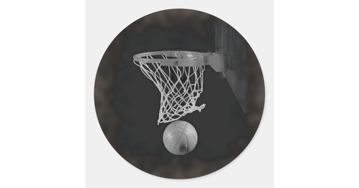 Sepia Basketball Classic Round Sticker | Zazzle