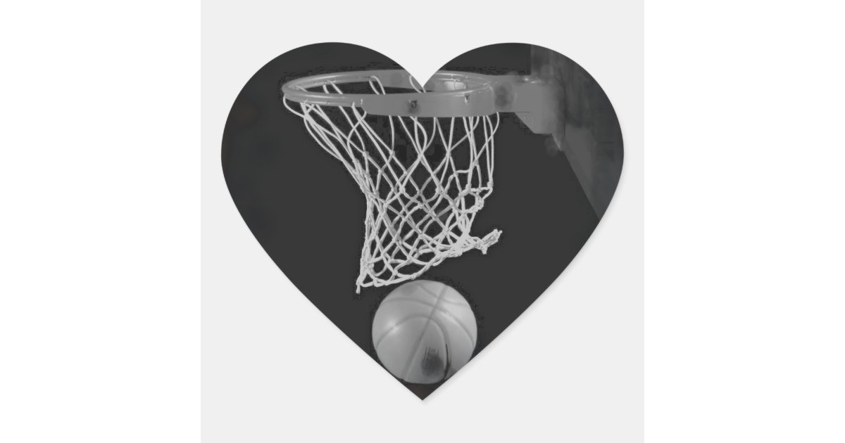 Sepia Basketball Heart Sticker | Zazzle