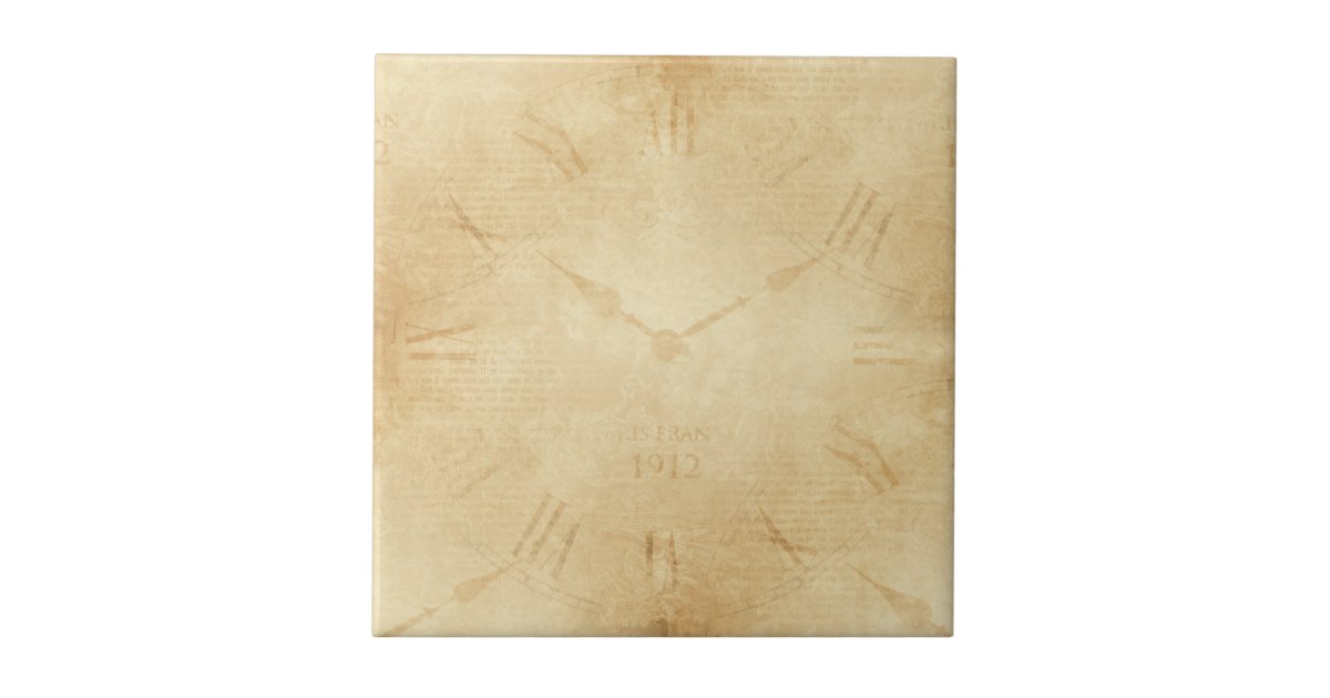 Sepia Clock Face Steampunk Ceramic Tile | Zazzle