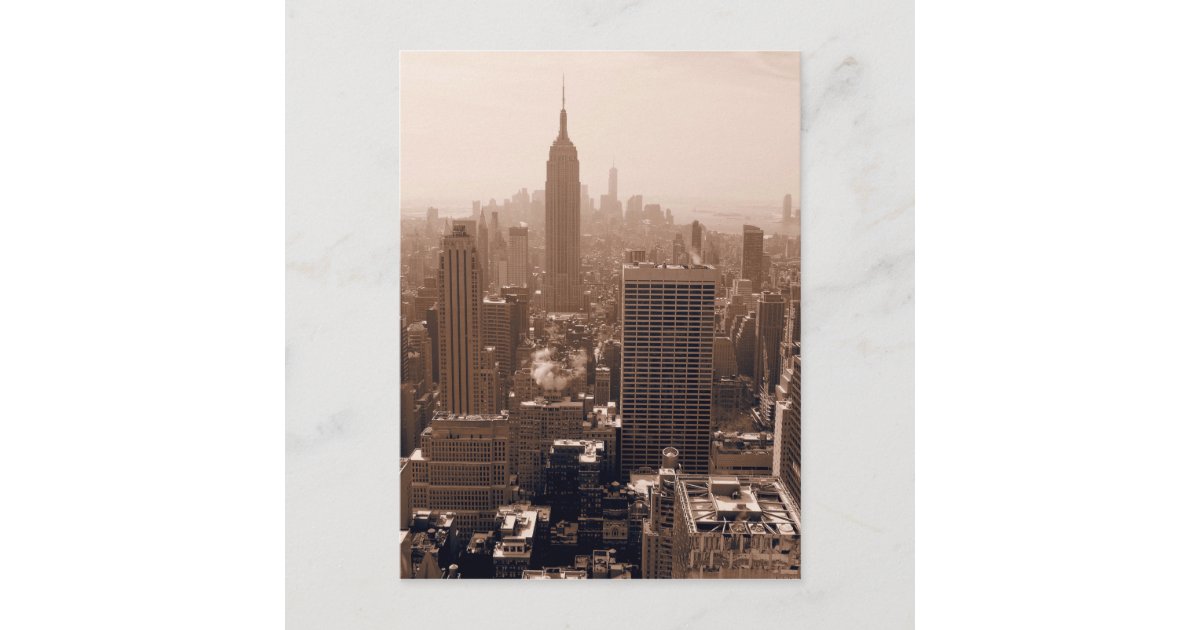 Sepia Empire State Building from Rockefeller Postcard | Zazzle