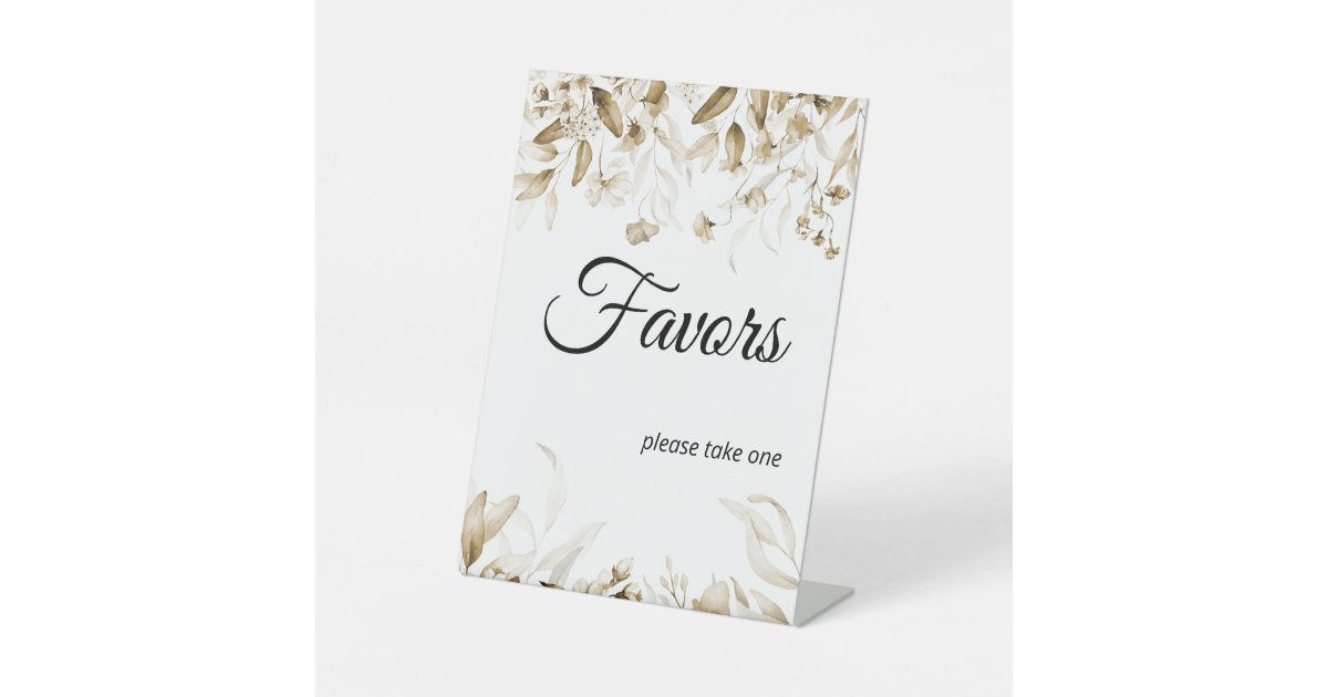 Sepia Floral Boho Baby Shower Favor Tablescape Pedestal Sign | Zazzle