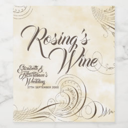 Sepia Flourishes Wine Label | Zazzle