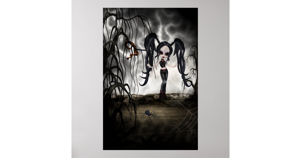 Sepia Goth Girl Vignette Poster | Zazzle