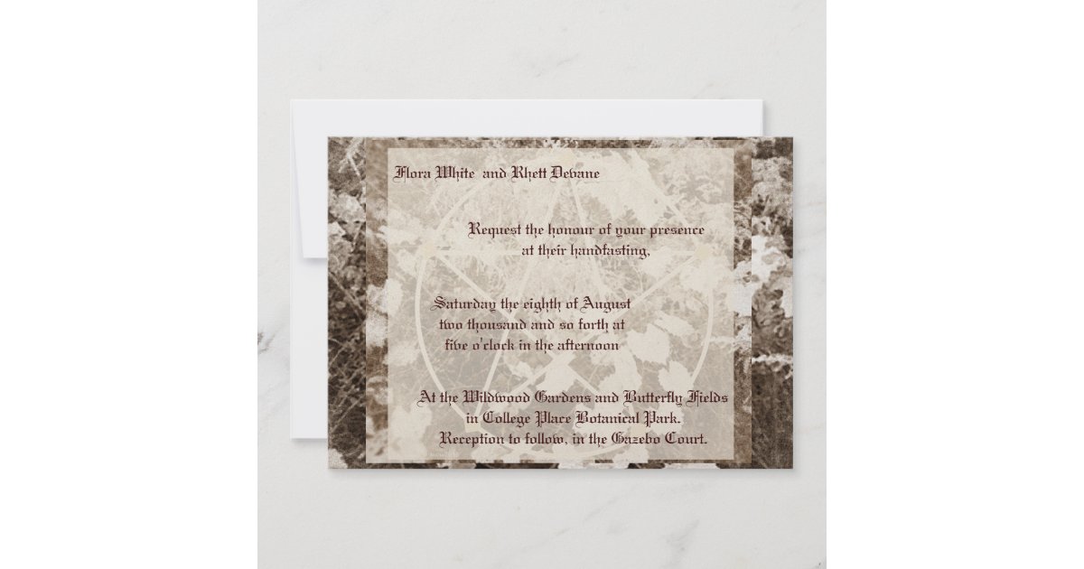 Sepia Grapevine Wedding/Handfasting Pentacle Suite Invitation | Zazzle