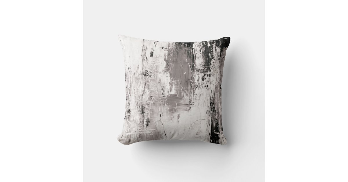 Sepia Gray Black & White Abstract Decor Pillow | Zazzle