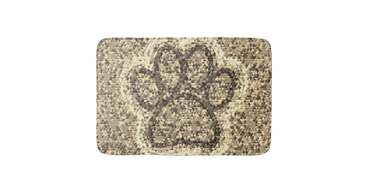 Sepia Low Poly Dog Paw Print Bath Mat | Zazzle