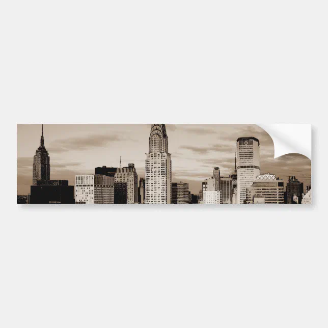 Sepia New York City Ink Sketch Bumper Sticker | Zazzle