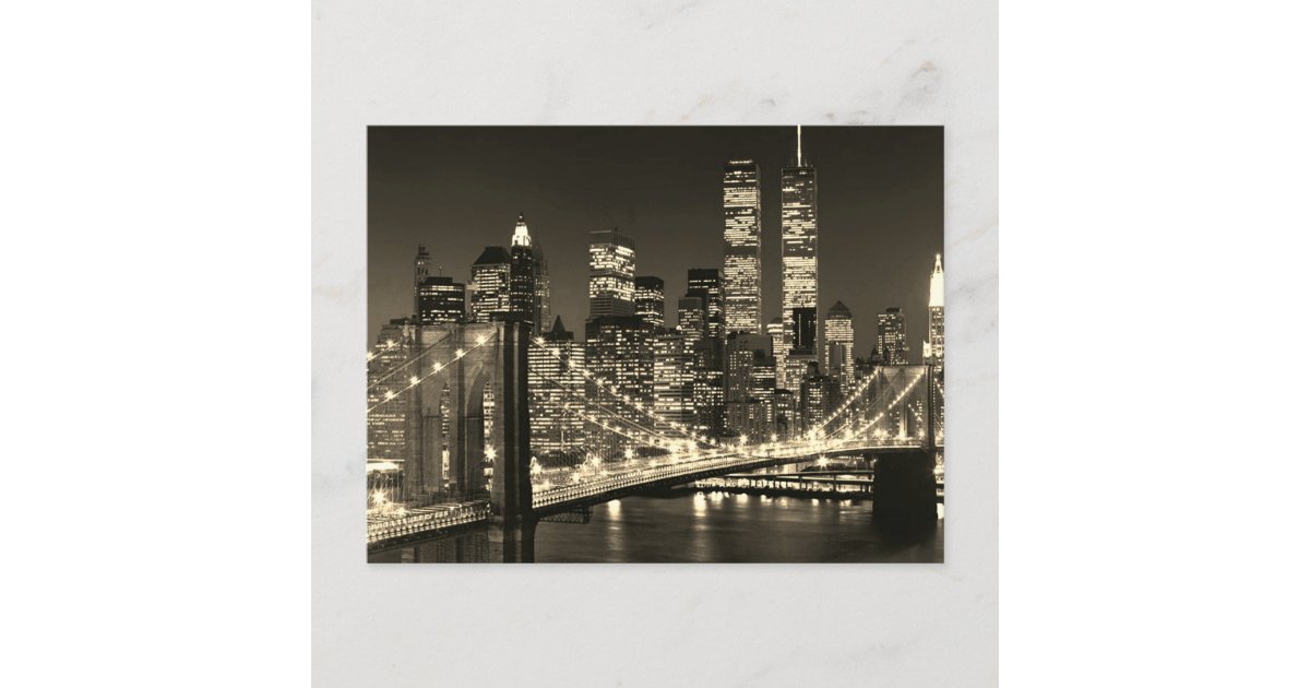 Sepia New York City Night Postcard | Zazzle