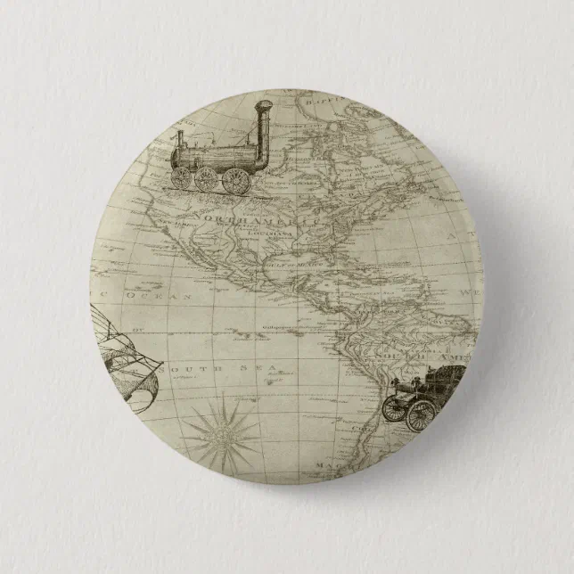 Sepia Old Antique Vintage United States Map Button | Zazzle