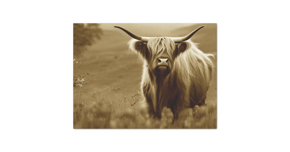 Sepia Scottish Highland Tissue Paper | Zazzle