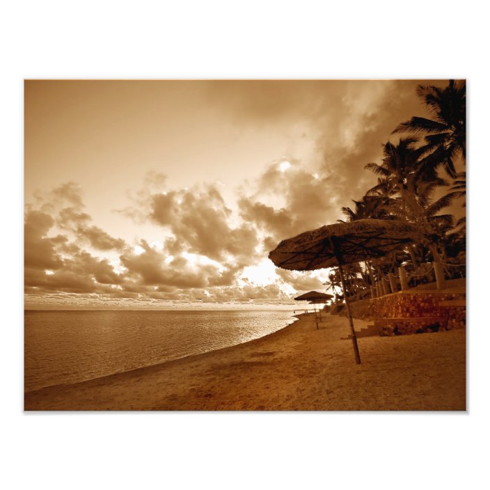 Sepia Toned Beach Scene Photo Print | Zazzle.com