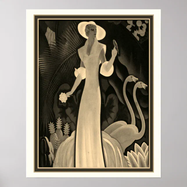 Sepia Tropical Art Deco Print-William P. Welsh Poster | Zazzle