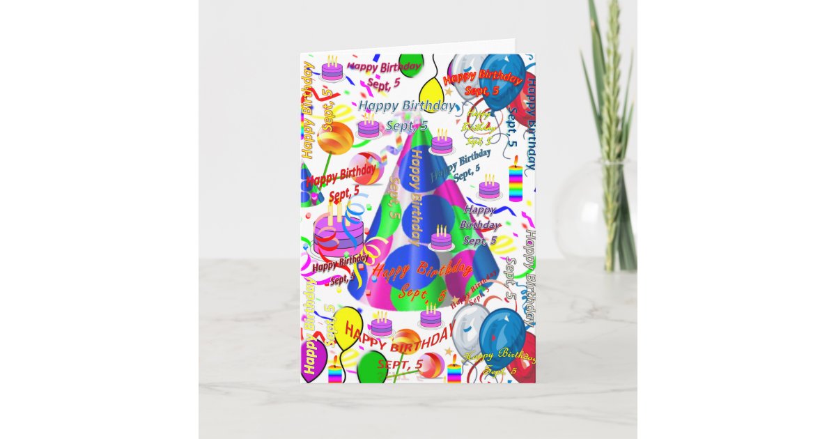 September, 5 Birthday Greeting Card Folded | Zazzle