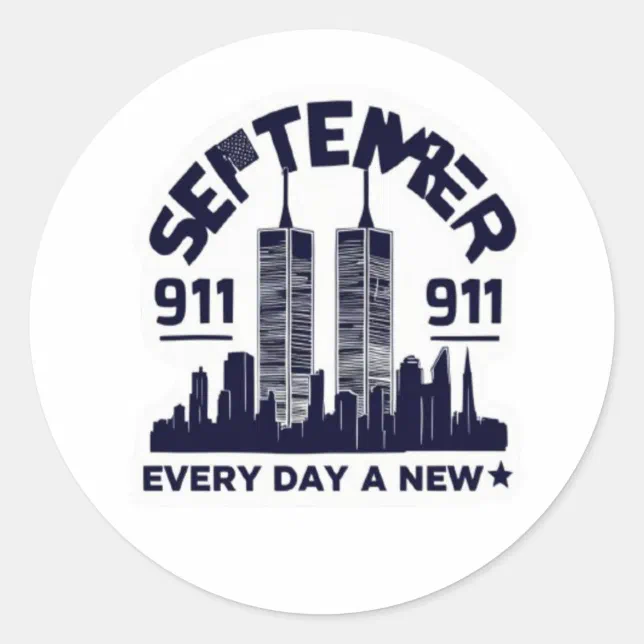 September 9/11 Memorial, Patriot Day Classic Round Sticker | Zazzle