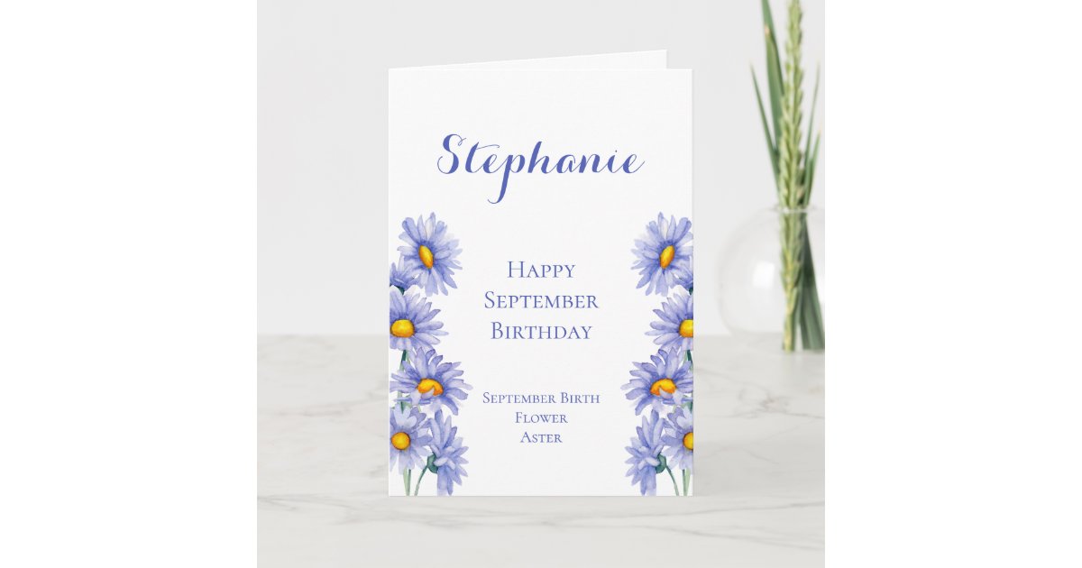 September Birthday Birth Month Flower Aster Card | Zazzle