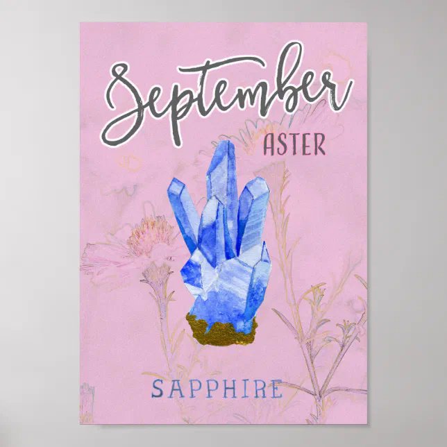 September Birthday Flower and Birthstone Poster | Zazzle