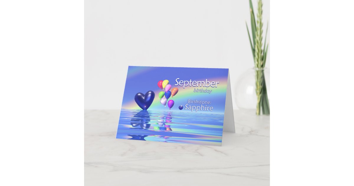 September Birthday Sapphire Heart Card | Zazzle
