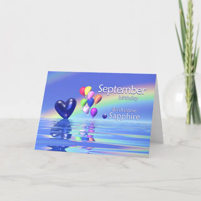 September Birthday Sapphire Heart Card | Zazzle