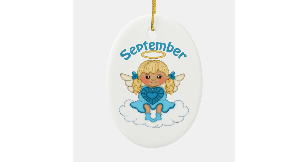 September Birthstone Angel Blonde Ceramic Ornament | Zazzle