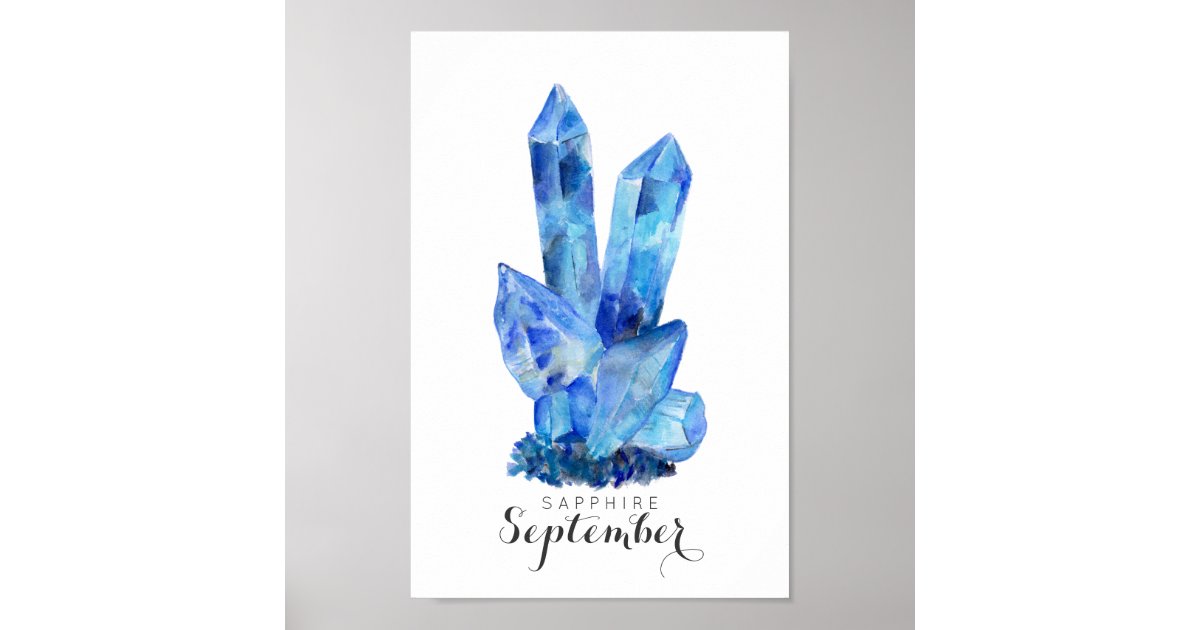 September Birthstone -Sapphire Watercolor | Poster | Zazzle