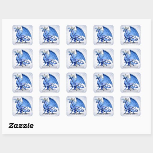 September’s Birthstone Dragon: Sapphire Square Sticker | Zazzle