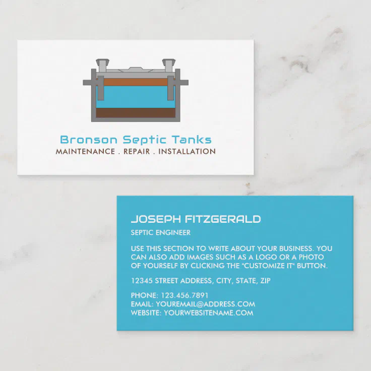 Septic Tank, Septic Company, Septic Engineer Business Card | Zazzle